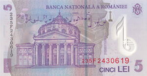 Banknote: 5 Leu (Romania(2005-2024 Revaluation Issue) Wor:P-118k