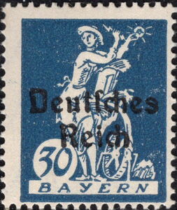 Stamp: Stamps of Bavaria overprinted Deutsches Reich (German Realm ...
