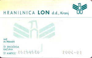 Bank Card: Hranilnica Lon (Hranilnica LON, SloveniaCol:SI-GM-0054
