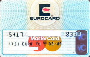 Bank Card: Eurocard (Eurocard Yugoslavia, YugoslaviaCol:YU-MC-0001.02