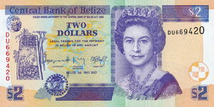 Banknote: 2 Dollars (Belize(2003-2020 Issue) Wor:P-66g