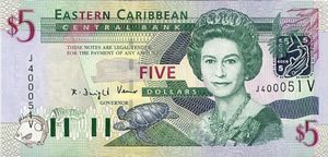 Banknote: 5 Dollars (East Caribbean States(St. Vincent - "V" Suffix ...