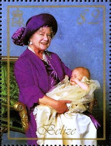 Stamp: The Queen Mother with Prince Henry (Belize(85th Birthday of ...