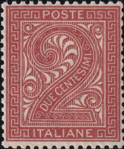 Stamp: Number two with ornaments in a rectangular frame (Italy(De la ...