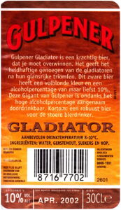 Drink Label: Gulpener Gladiator (Gulpener Bierbrouwerij, NetherlandsCol ...