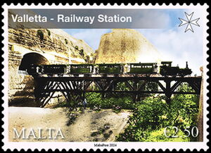 Stamp: Railway Station, Valletta (Malta(Malta Railway (2024)) Mi:MT ...