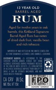 Drink Label: Kirkland Signature Barrel-Aged 12 Years (Consorcio ...