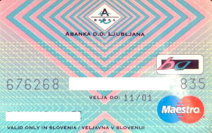 Bank Card: Abanka - Maestro (Abanka, SloveniaCol:SI-MS-0097.02