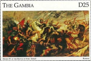 Stamp: Henri IV at the Battle of Ivry, by Rubens (Gambia(Paintings from ...