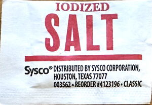 Food Label: Sysco Iodized Salt (Sysco Corp., United States of ...