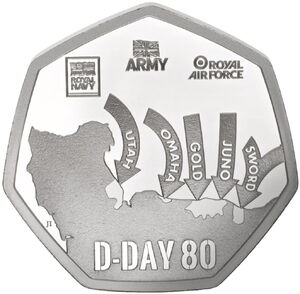 Coin: 50 Pence (The D-Day 80th Anniversary) (Ascension Island(World War ...