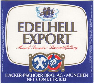 Flaschenetikett: Hacker-Pschorr Edelhell Export (Hacker-Pschorr Brau ...