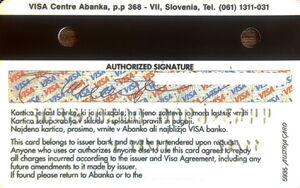 Bank Card: Visa (Abanka, SloveniaCol:SI-VI-0007.04
