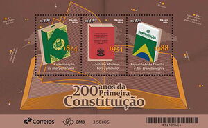 Stamp: First Constitution of Brazil, Bicentenary (Brazil(First ...