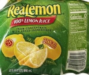 Drink Label: ReaLemon 100% Lemon Juice (Mott's LLP, United States of ...