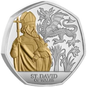 Coin: 50 Pence (Patron Saints - Saint David of Wales - Gilded) (Jersey ...