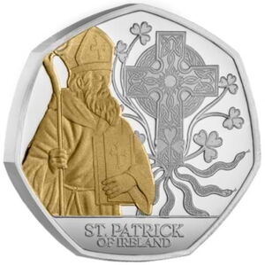 Coin: 50 Pence (Patron Saints - Saint Patrick of Ireland - Gilded ...