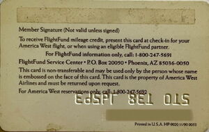 Bank Card: Flight Fund (America West Airlines, United States of ...