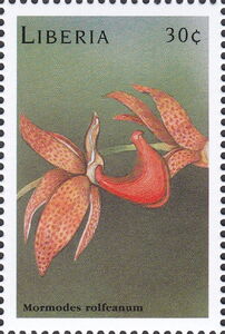 切手: Mormodes rolfeanum (リベリア(Orchids (1999)) Mi:LR 2390,Sn:LR 1449f,Yt ...