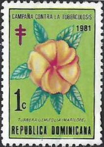 Stamp: Marilope (Turnera ulmifolia) (Dominican Republic(Obligatory Tax ...