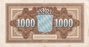 Banknote: 1,000 Mark (German States) (Bayerische Notenbank-Bavarian ...