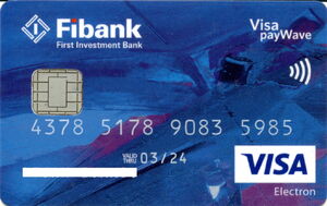 Bank Card: FiBank Visa Electron PayWave Blue - 09/18/012 (First Investment Bank, BulgariaCol:BG ...