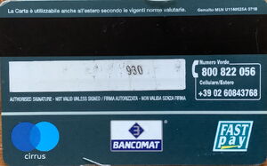 Bank Card: Banca Sistema (CartaSi, ItalyCol:IT-MS-0137