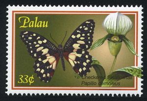 Stamp: Checkered Swallowtail (Papilio demoleus) (Palau(Butterflies ...