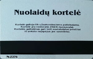 Functional Card: Zaza (Restaurants and Cafes, Lithuania(ZAZA) Col:LT ...