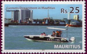 Stamp: Boat of the Customs Marine Unit (Mauritius(The Customs ...