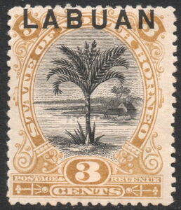 Timbre: Sago Palm (Labuan(North Borneo Type of 1894 Overprinted LABUAN) Sn:GB-LB 51a,Sg:GB-LB 64a 📮
