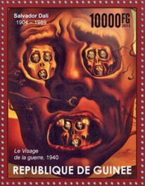 Марка: The Face of the War (Гвинея(Salvador Dali (2015)) Mi:GN 11346,Yt ...