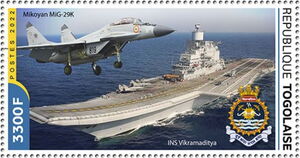 Stamp: A.C. INS Vikramaditya - Mikoyan MiG-29K (Togo(Aircraft Carriers ...