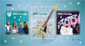 Stamp: ABBA Victory at Eurovision, 50 Years (Sweden(ABBA Victory at Eurovision, 50 Years (2024 ...