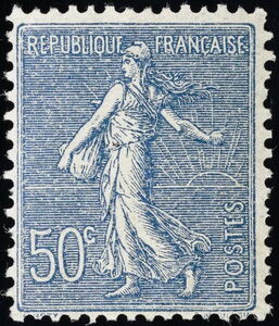 Stamp: Semeuse "camée" (France(Semeuse lined background) Yt:FR 161,Mi ...