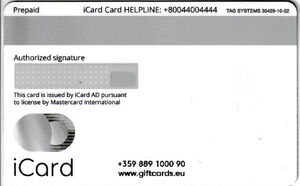 Bank Card: ICard Mastercard GiftCard Paradise Center - 10-22 (iCard AD ...
