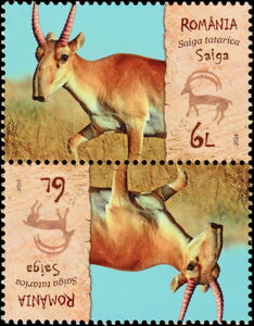 Stamp: Saiga (Saiga tatarica) (Romania(Extinct Species from the Fauna ...