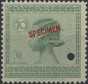 Stamp: Head-dress of Baluba woman (Belgian Congo(Indigenous portraits ...