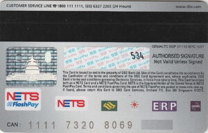 Bank Card: Dbs (DBS Bank, SingaporeCol:SG-UP-0001 💳