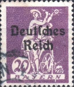 Stamp: Stamps of Bavaria overprinted Deutsches Reich (German Realm ...