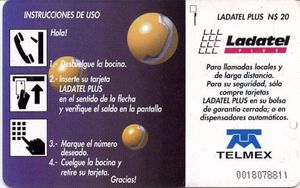 Phonecard: Esfera (Telmex - Ladatel, Mexico(03 - Ladatel Plus) Col:MX ...