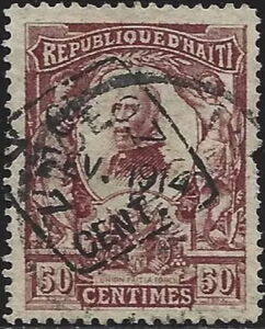 Stamp: Overprinted stamps 1904 - 7c on 50c (Haiti(Overprints (1914)) Mi ...