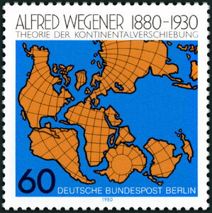 Stamp: Map showing Wegener's Theory of Continental Drift (Berlin ...
