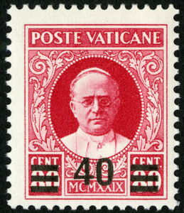 Stamp: Effigy of Pope Pius XI surcharged (Vatican City(Provisional) Mi:VA 39,Sn:VA 35,Yt:VA 60 ...