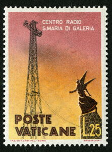 Stamp: Antenna and the Statue of the Archangel Gabriel (Vatican City ...