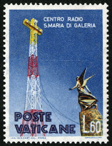 Stamp: Antenna and the Statue of the Archangel Gabriel (Vatican City ...