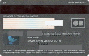 Bank Card: HSBC Visa Infinite 02-19 (HSBC bank, FranceCol:FR-VI-0191