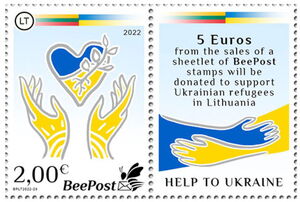Stamp: Help to Ukraine (Lithuania: Cinderella Stamps(Bee Post : Help to ...