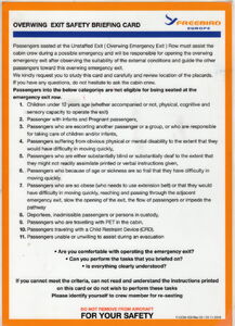บัตรนิรภัย: Overwing Exit Safety Briefing Card (Freebird Airlines ...