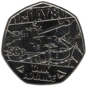 Coin: 50 Pence (D-Day 80th Anniversary - Tank Advance) (Jersey(2024 - D ...